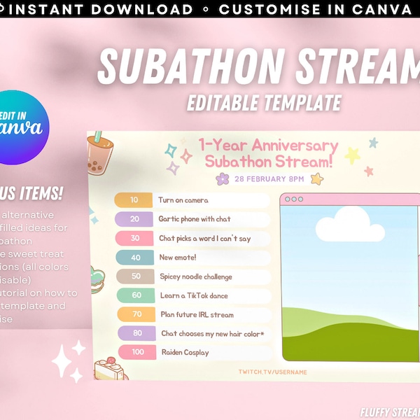 Twitch Subathon Template - Etsy