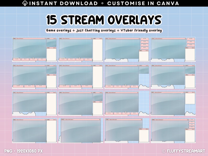Animated Stream Overlay Package / Twitch Stream / Pastel / Illustrated ...