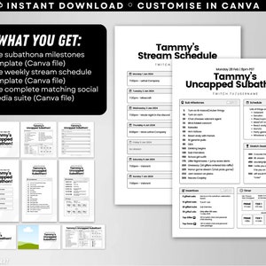 Editable Stream Subathon Schedule Template / Social Media / Minimal ...