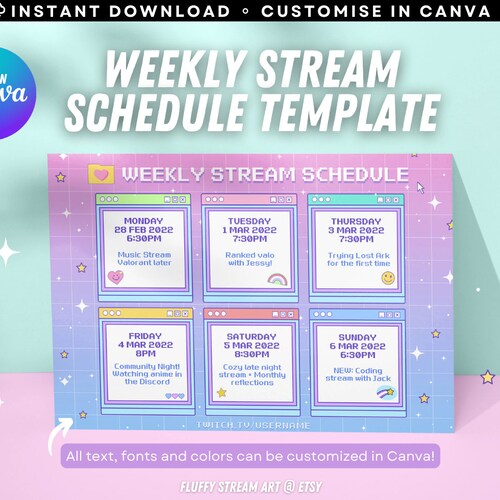 Twitch Youtube Stream Subathon Schedule Event Promo Etsy Canada