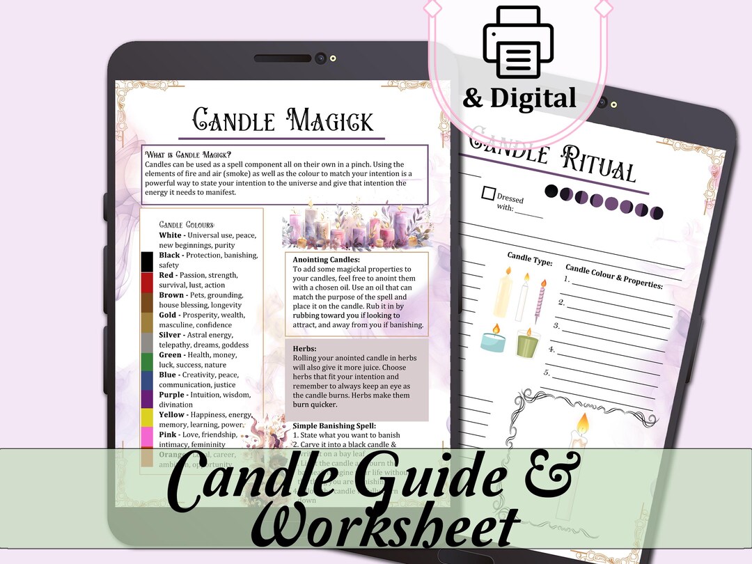 Candle Magick Guide & Worksheet | Ritual Blank Book of Shadows Page ...