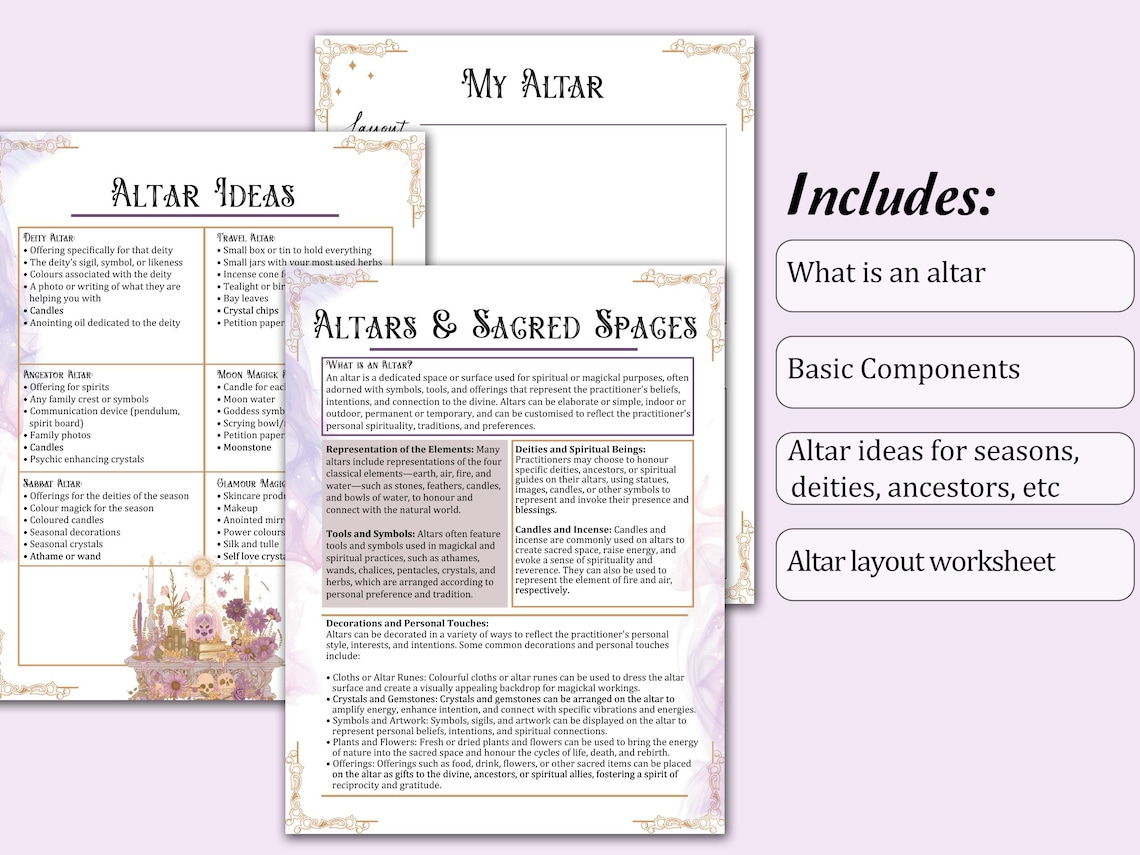 Altars Guide & Worksheet | Simple Altar Planner for Your Magickal ...