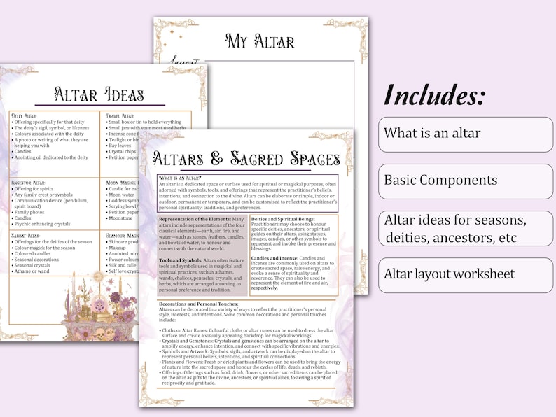 Altars Guide & Worksheet | Simple Altar Planner for Your Magickal ...