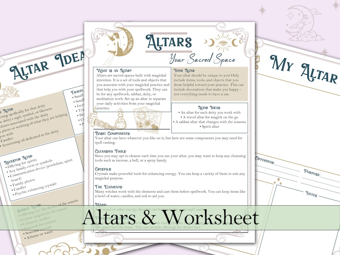 Altars Guide & Worksheet Printable Pages - Etsy