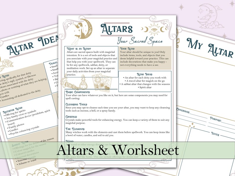 Altars Guide & Worksheet Printable Pages - Etsy
