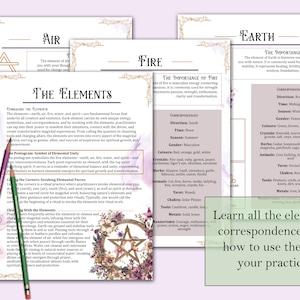 Elements Guide & Worksheet | Guide to Using the Elemental Magick in ...