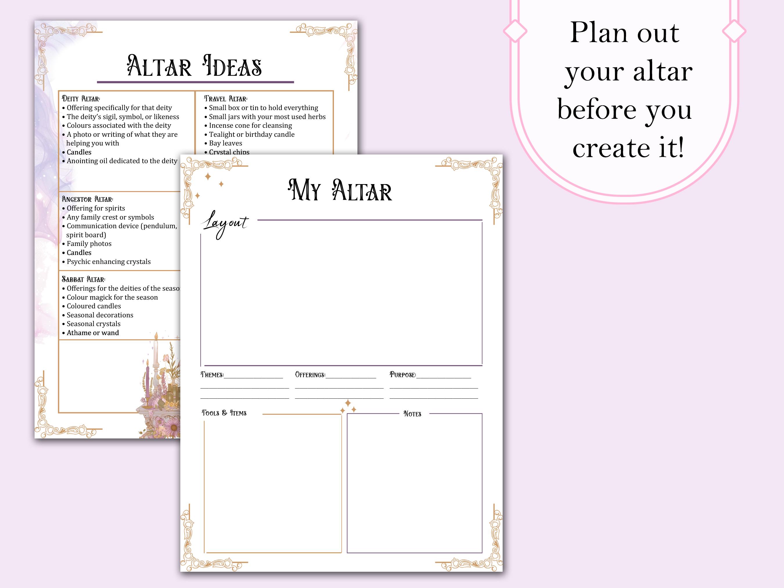 Altars Guide & Worksheet | Simple Altar Planner for Your Magickal ...