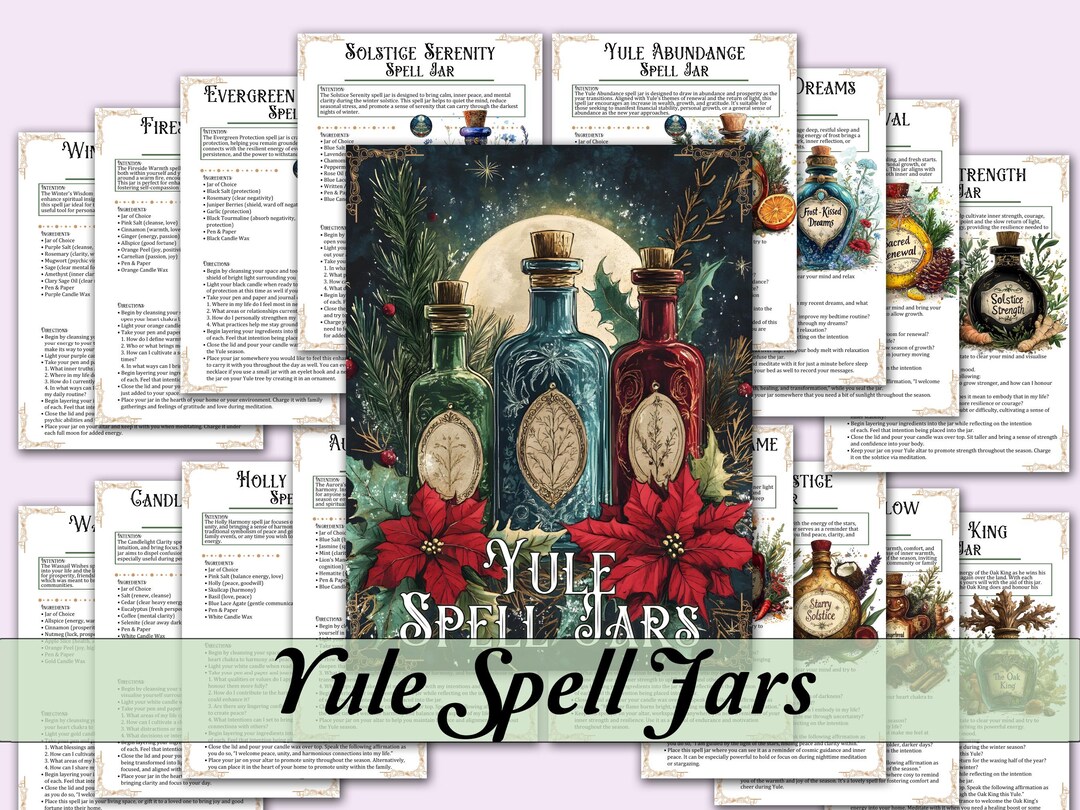 Yule Spell Jar Recipe Bundle | 20 Spells for Protection, Love ...