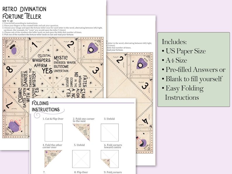 Printable Fortune Teller/cootie Catcher - Vintage Witch | Nostalgic ...