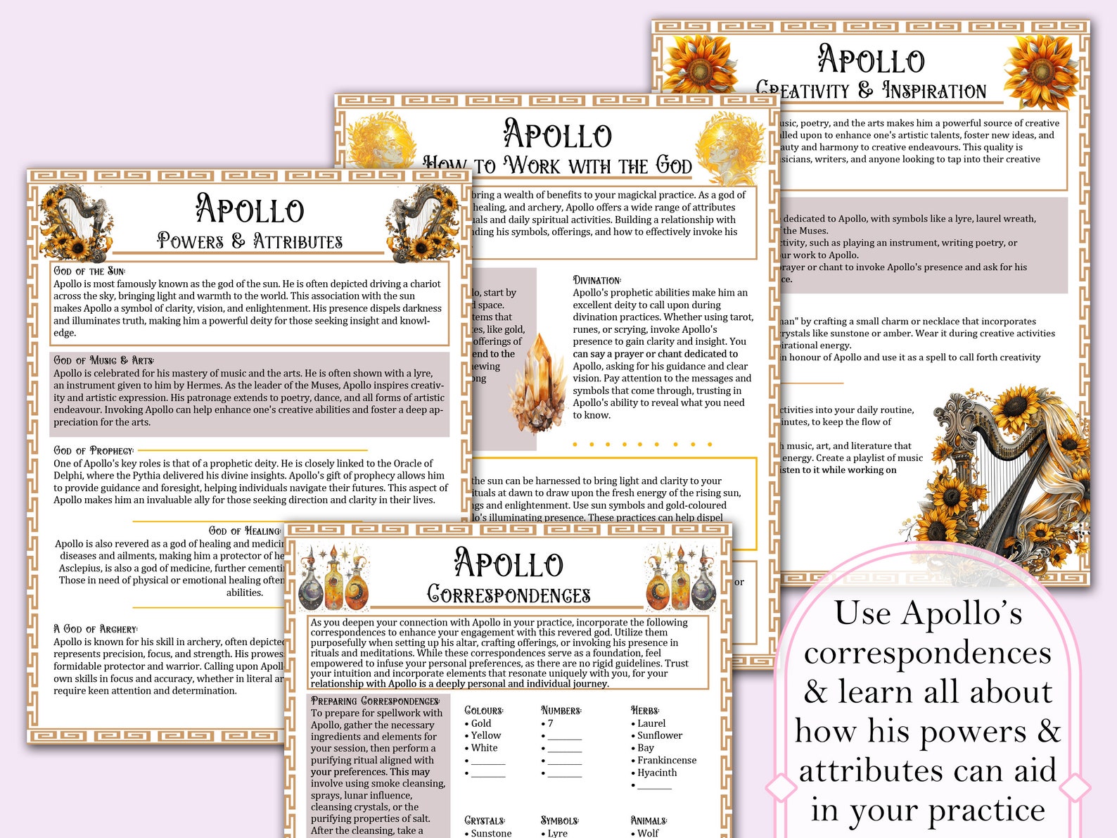 Apollo Book of Shadows Bundle | Rituals, Tarot Spreads, History, Spells ...