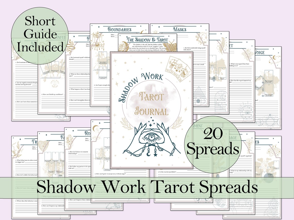 Shadow Work Tarot Spread Journal Guide 20 Tarot Spreads - Etsy