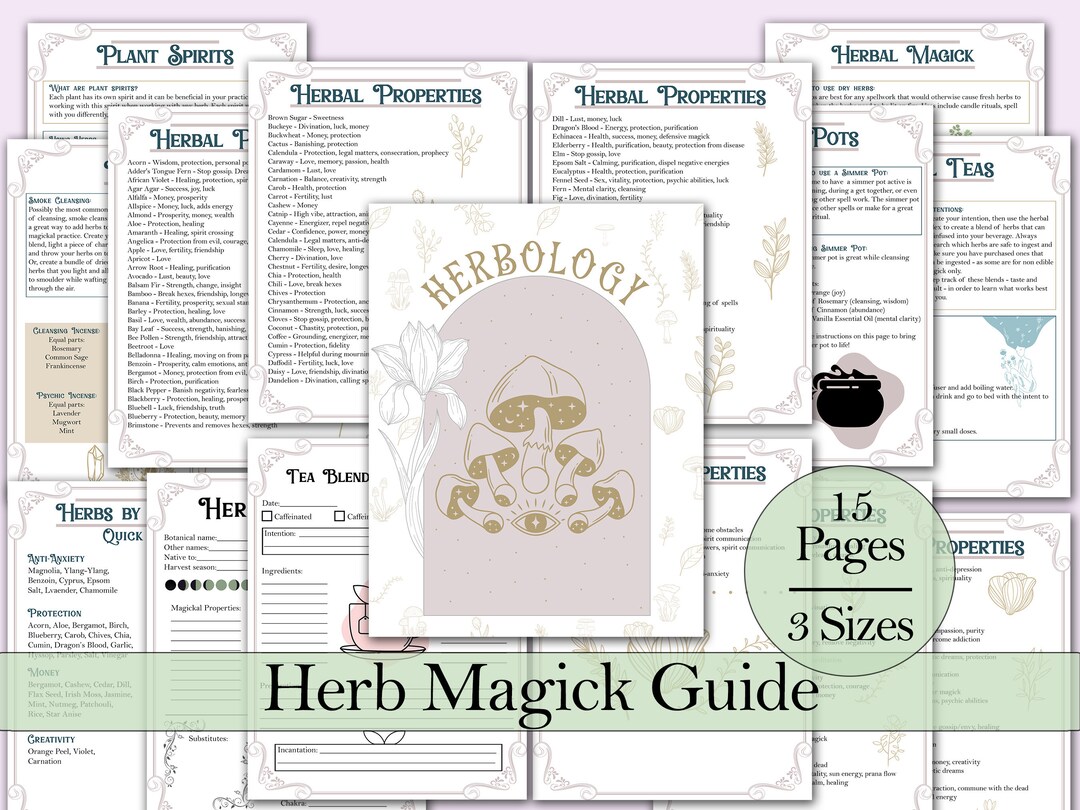 Herb Magick Guide | Herbology for Witchcraft - Printable Pages - Etsy