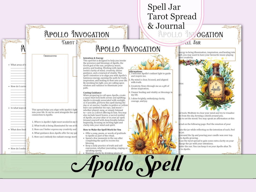 Apollo Spell Kit | Greek God of the Sun, Music, Prophecy, Spell Jar ...