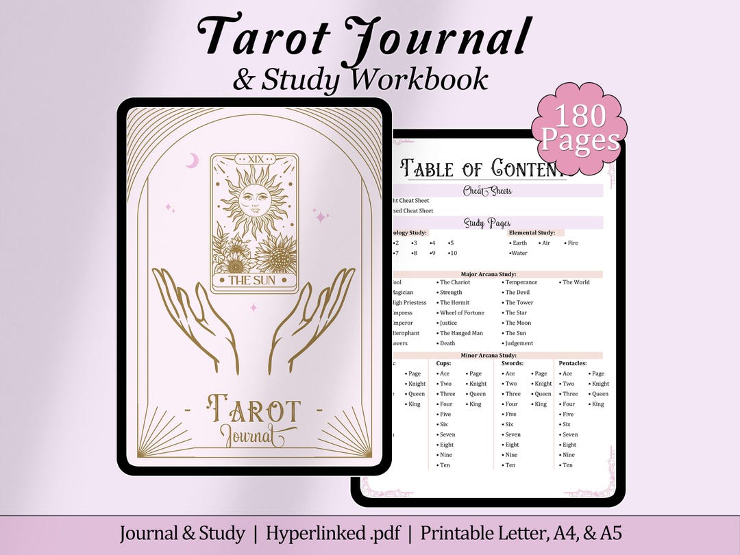 Tarot Journal & Study Workbook | 180 Hyperlinked Pages, Card Spreads ...