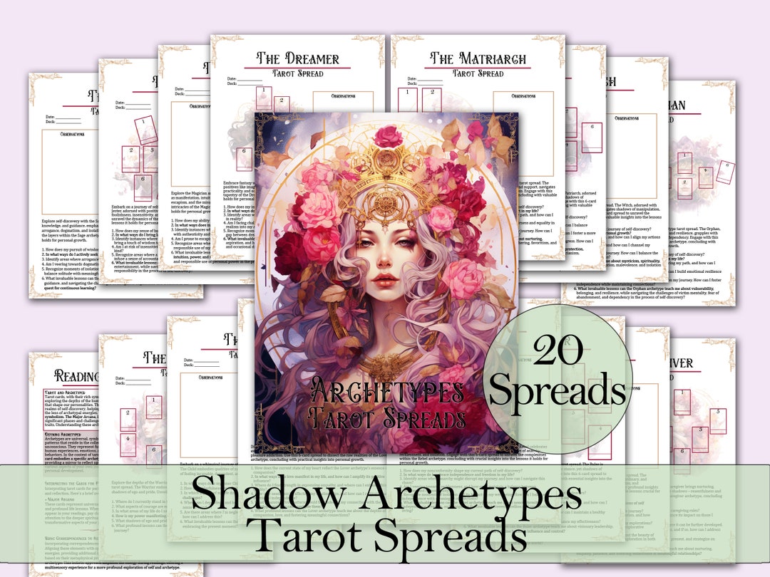 Shadow Work Archetypes Tarot Spread Journal Guide 20 Tarot Spreads to ...