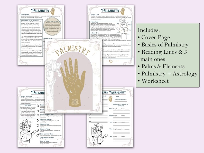 Palmistry Basics Guide & Worksheet | Printable Pages - Etsy