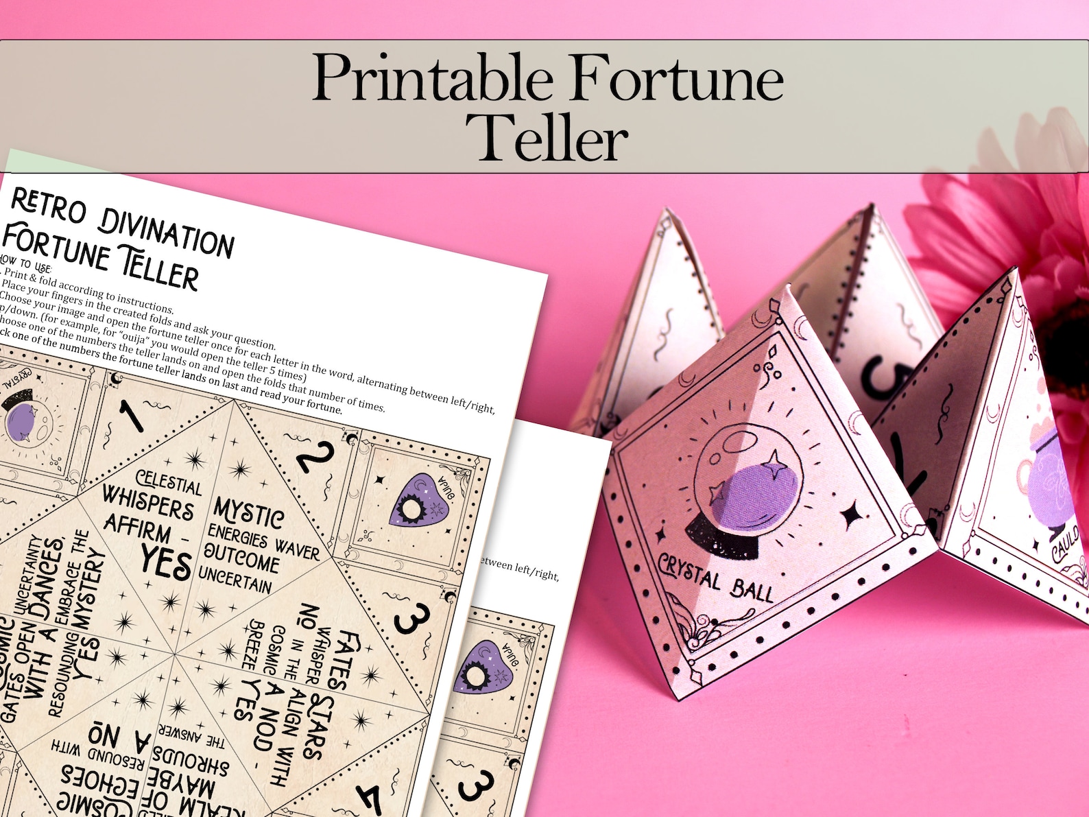Printable Fortune Teller/cootie Catcher Vintage Witch Nostalgic ...