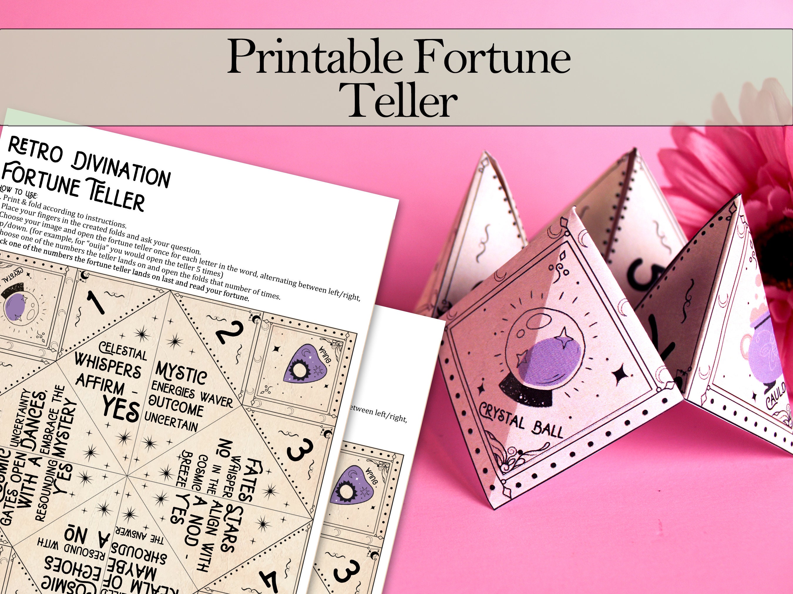 Printable Fortune Teller/cootie Catcher Vintage Witch Nostalgic ...