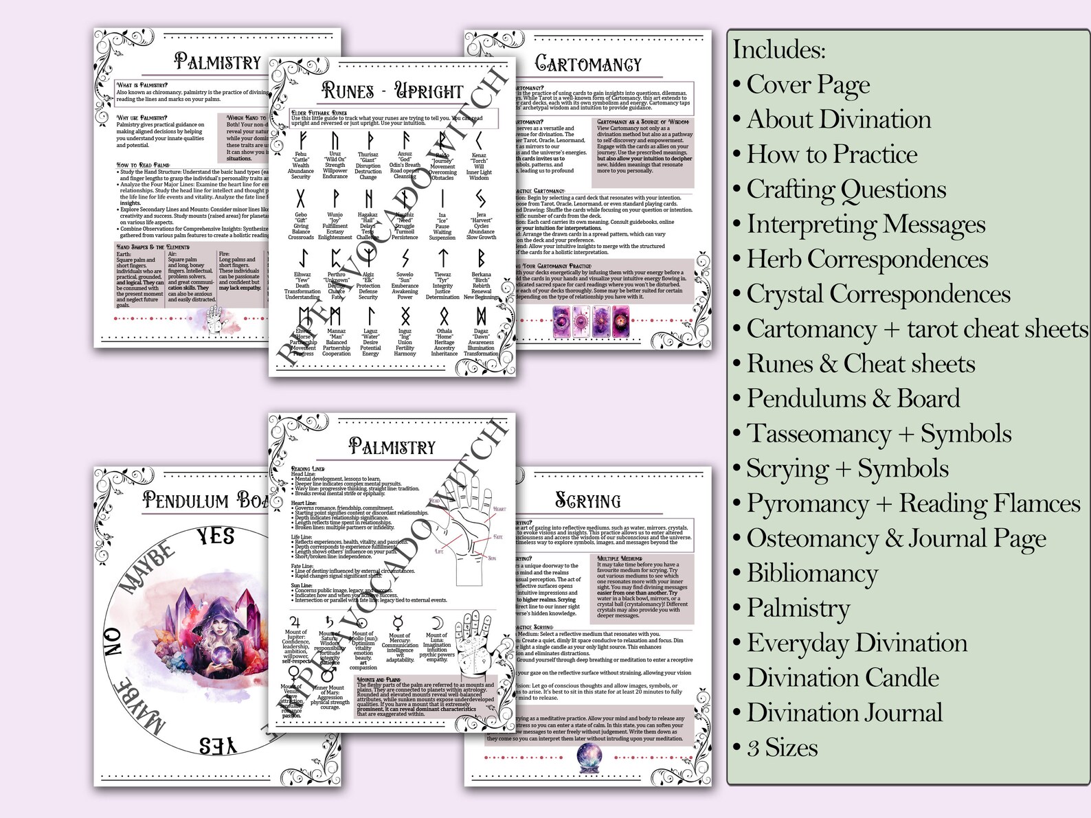 Divination Bundle Book of Shadows Pages Tarot Scrying - Etsy