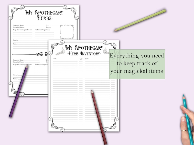 My Apothecary Book of Shadows Inventory | Trackers & Log for Herbs ...