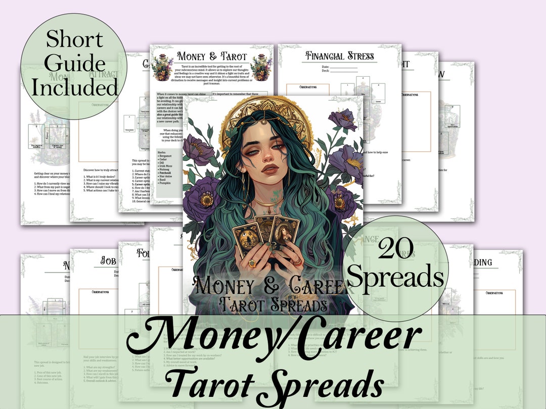 Money Tarot Spread Journal + Guide | 20 Tarot Spreads for Money and ...