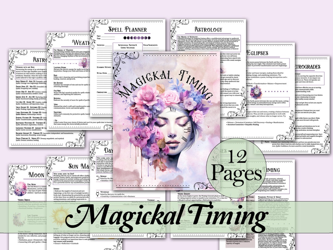 Magickal Timing Guide & Worksheet | Moon Phases, Astrology, Sun Magick ...