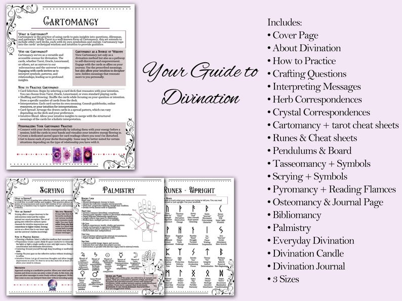 Divination Bundle Book of Shadows Pages | Tarot, Scrying, Pendulums ...