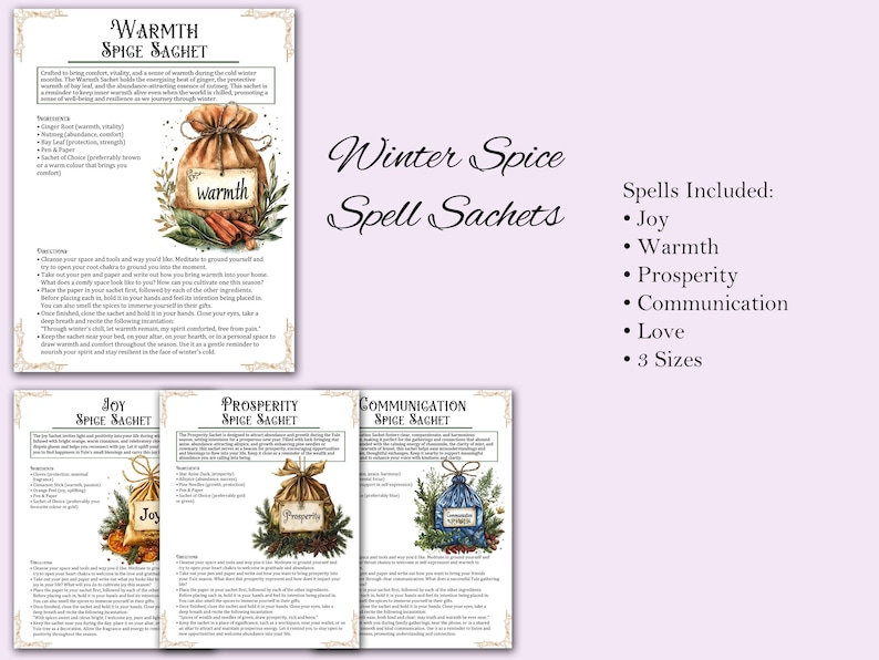 Winter Spice Sachet Spells | 5 Rituals | Joy, Warmth, Prosperity ...