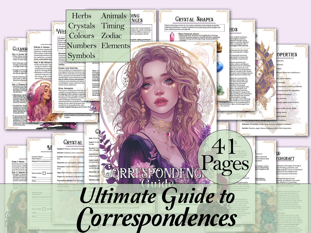 Witchcraft Correspondence Guide + Cheat Sheets | Herbs, Crystals ...