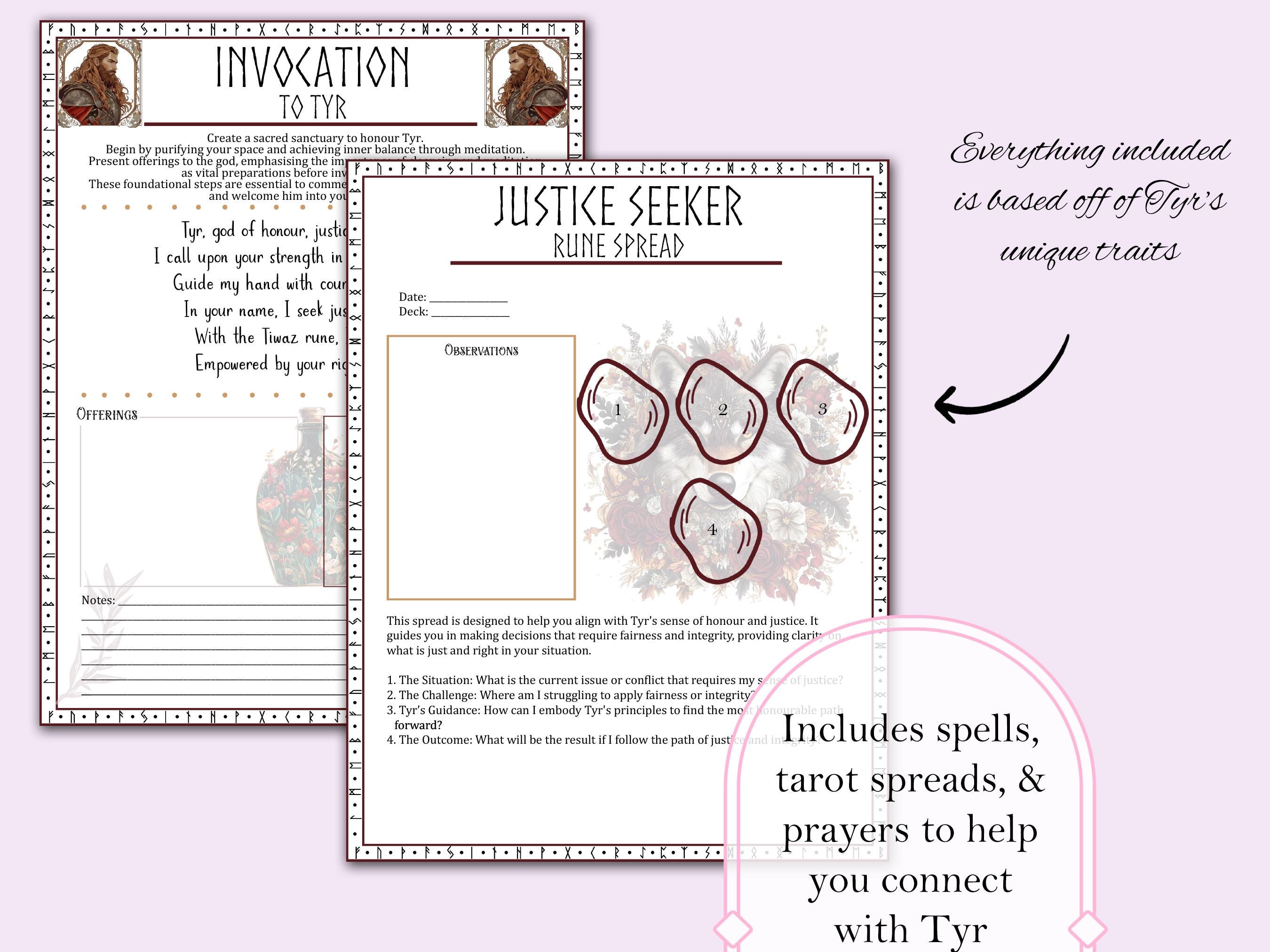 Tyr Book of Shadows Bundle | Norse God of War, Law, & Justice | Spells ...