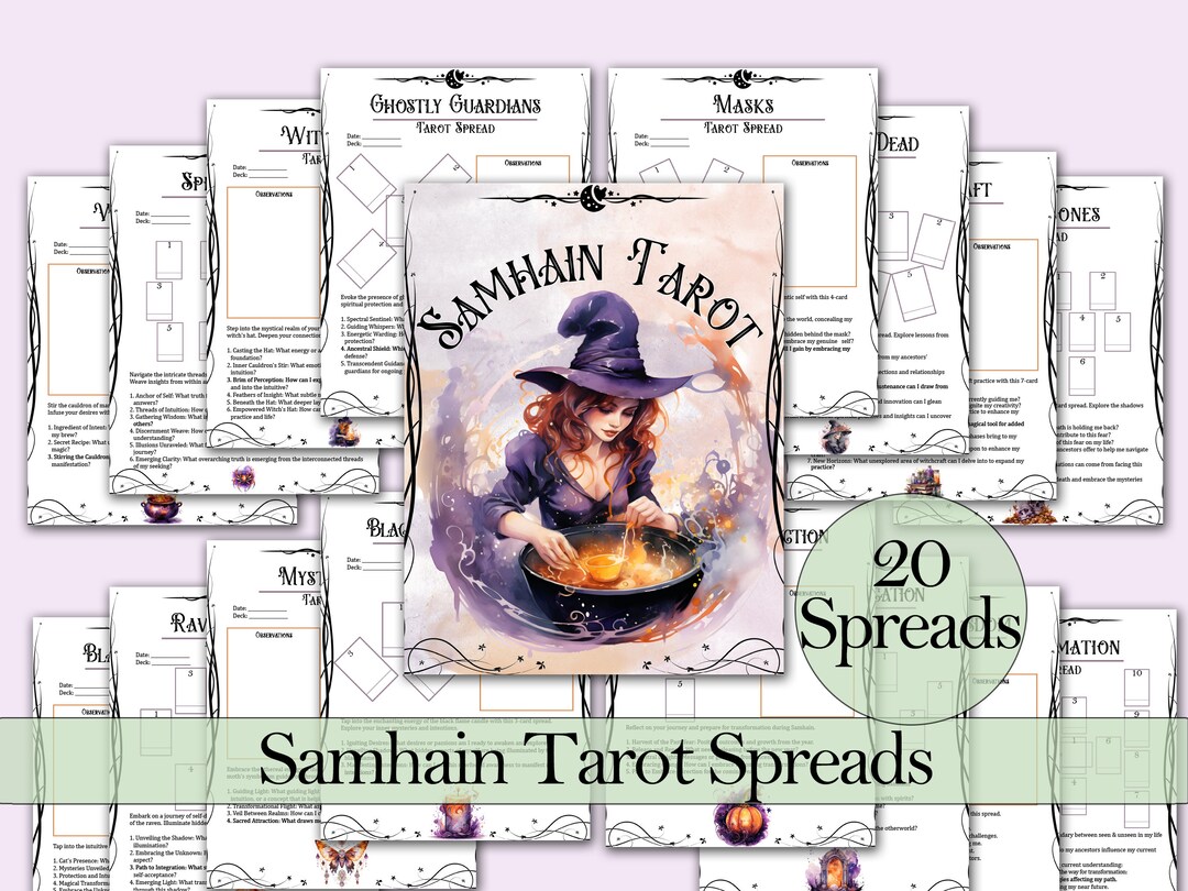 Samhain Tarot Spread Journal Guide 20 Tarot Spreads to Embrace the ...