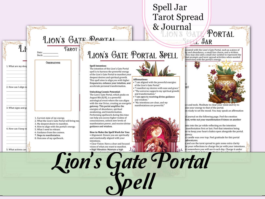 Lion's Gate Portal Spell Kit | Spell Jar Recipe, Guide, Affirmations ...