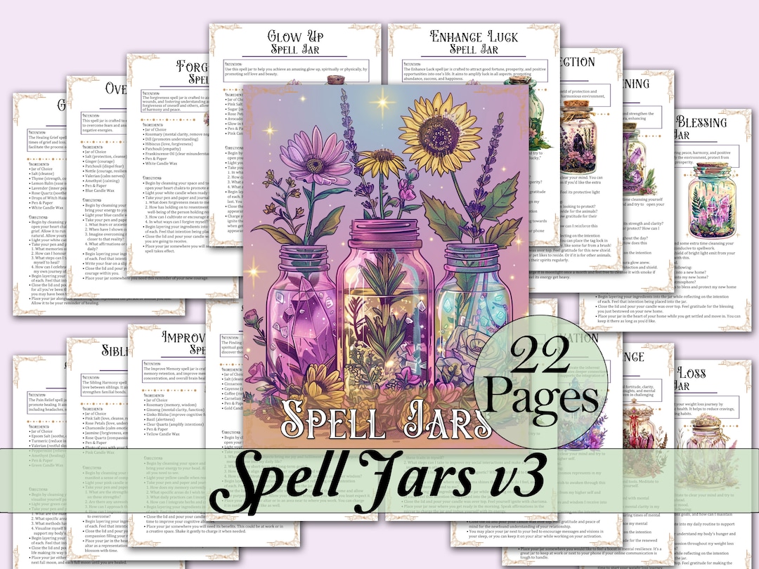 Spell Jar Recipe Bundle 3 | 20 Spells for Luck, Healing, Protection ...