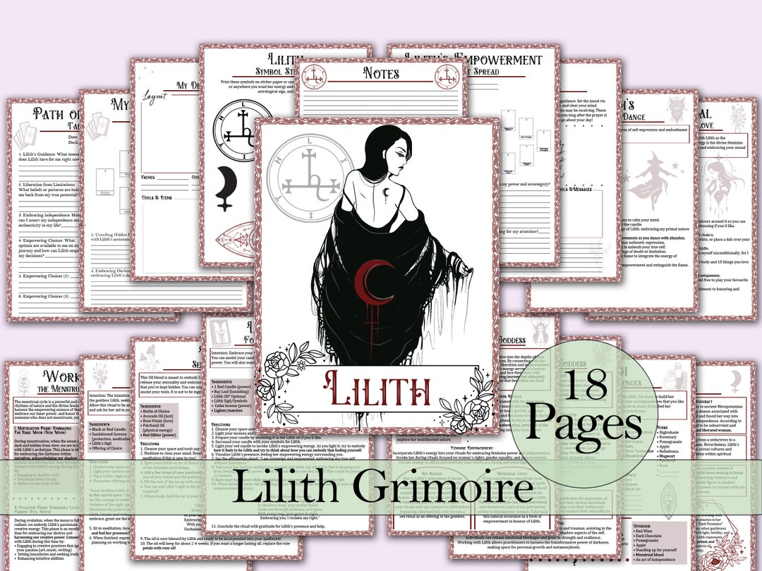 Lilith Book of Shadows Bundle Rituals, Tarot Spreads, Correspondences ...