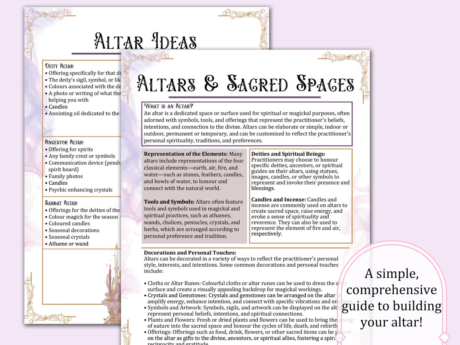 Altars Guide & Worksheet | Simple Altar Planner for Your Magickal ...