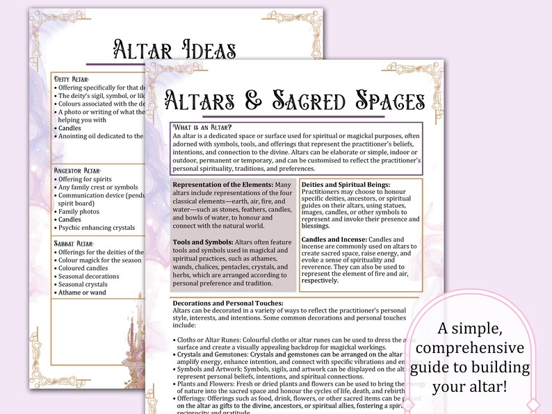 Altars Guide & Worksheet | Simple Altar Planner for Your Magickal ...