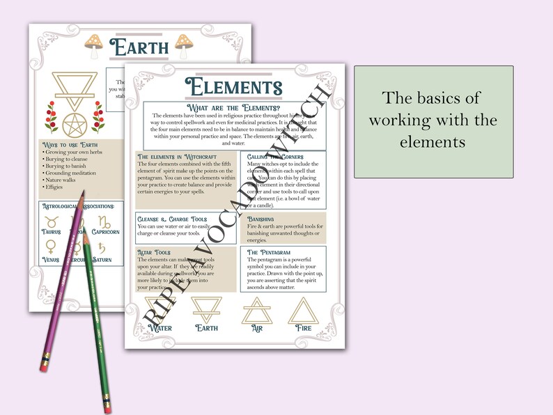Elemental Magick Guide & Worksheet Printable Pages - Etsy