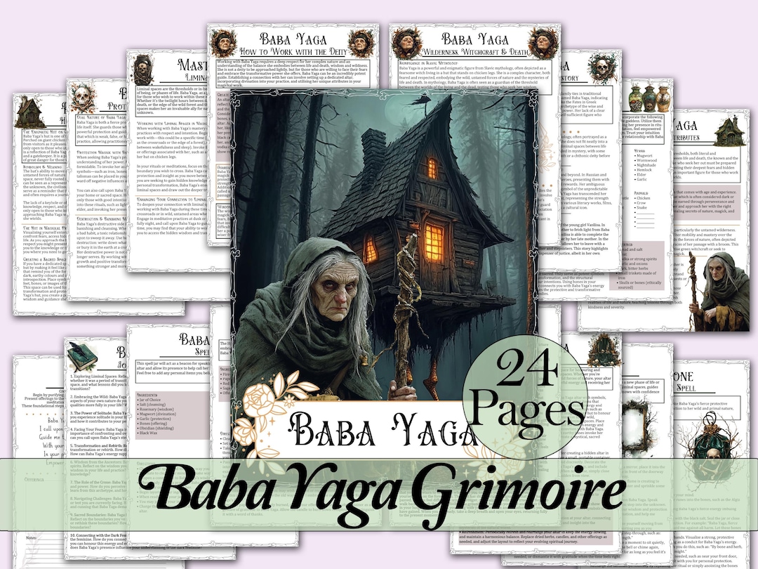 Baba Yaga Book of Shadows Bundle | Slavic Goddess of Witchcraft, Spells ...
