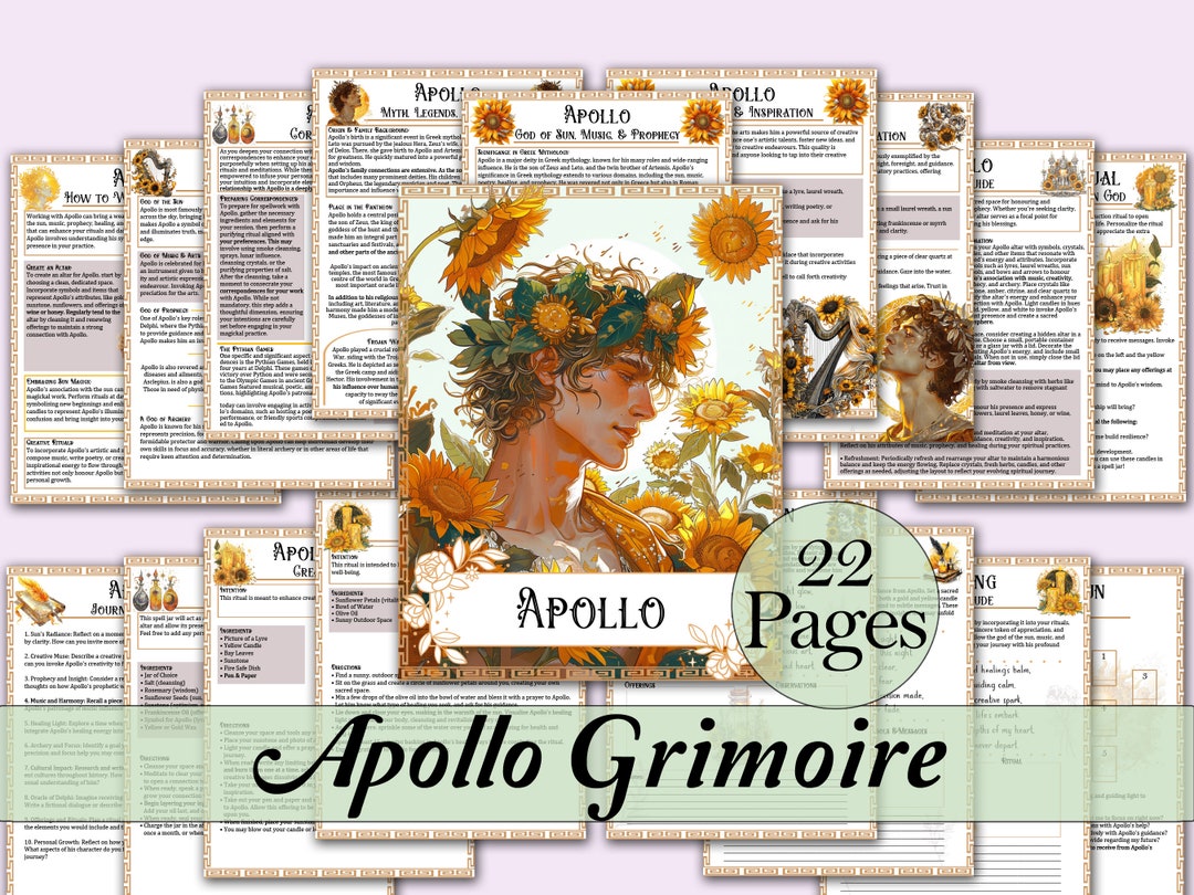 Apollo Book of Shadows Bundle | Rituals, Tarot Spreads, History, Spells ...