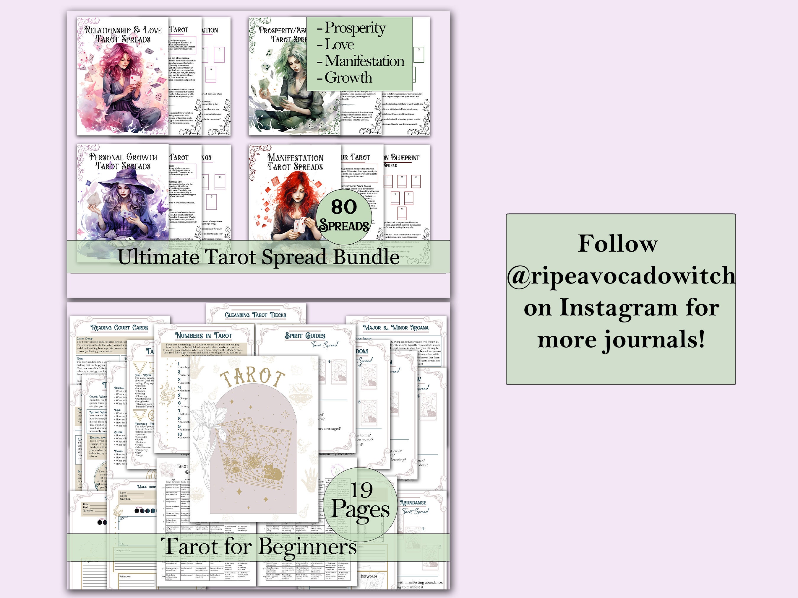 Self Discovery & Personal Growth Tarot Spread Journal Guide 20 Tarot ...