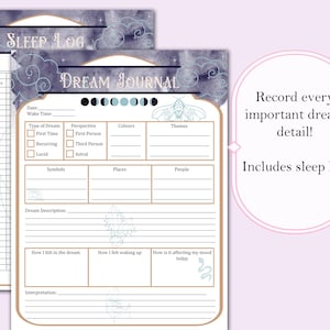 Dream Journal & Sleep Tracker | 4 Printable Pages - Etsy