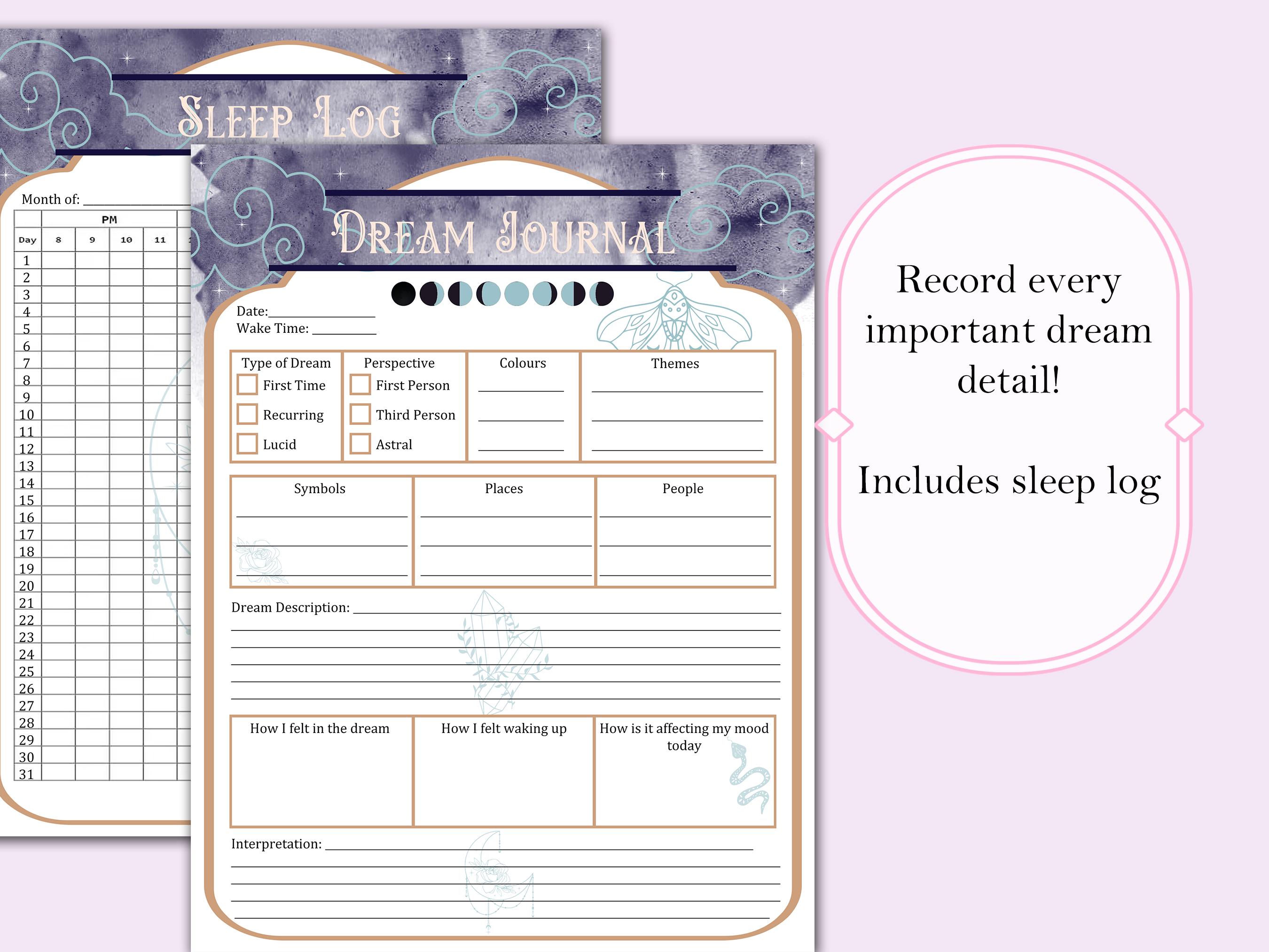 Dream Journal & Sleep Tracker | 4 Printable Pages - Etsy