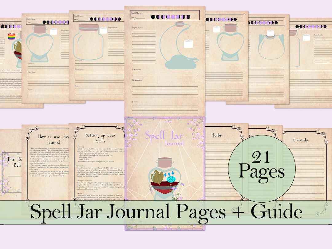 Blank Spell Jar Recipe Pages and Guide | 20 Printable Pages - Vintage ...