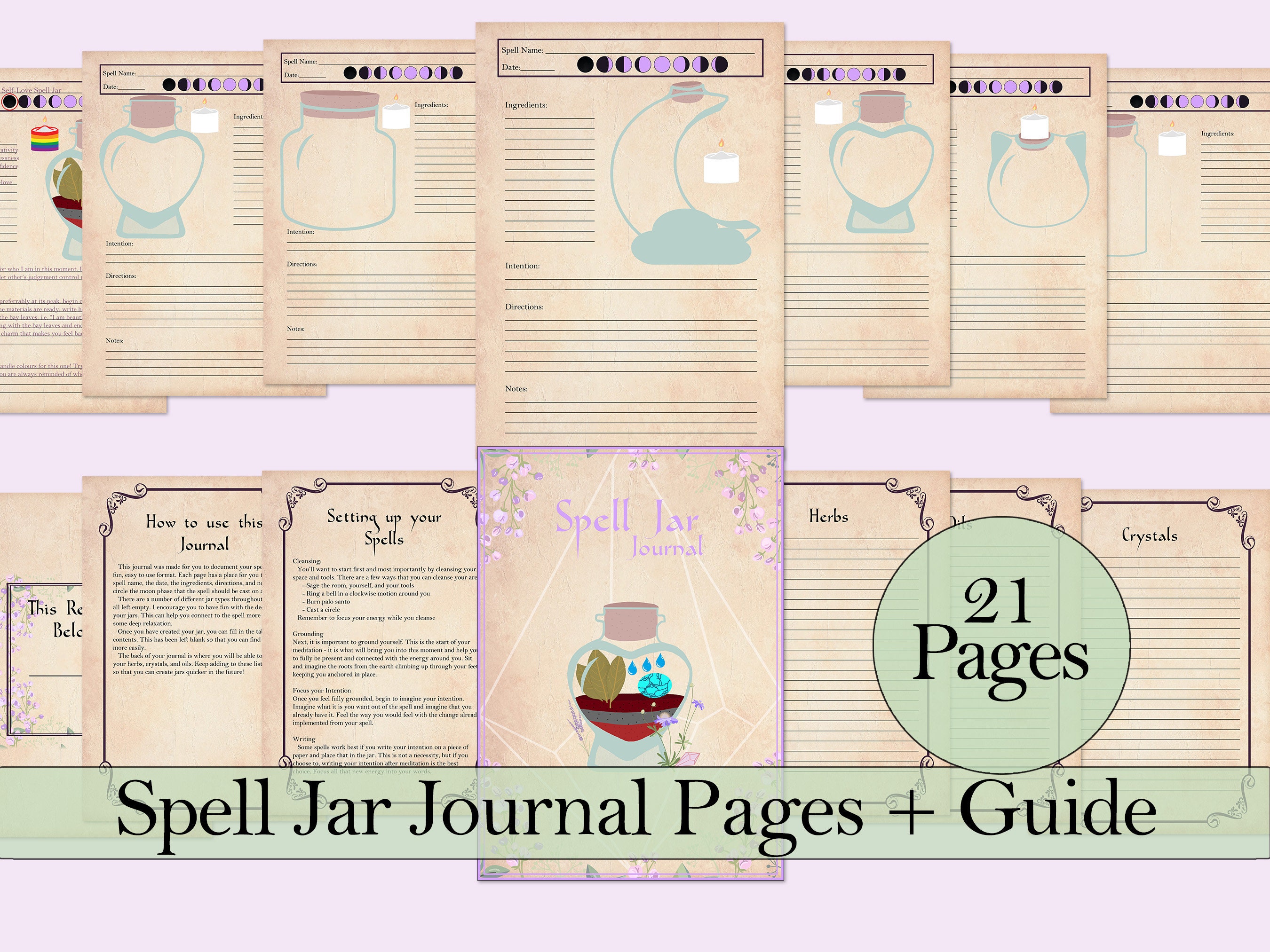 Blank Spell Jar Recipe Pages and Guide 20 Printable Pages Vintage ...