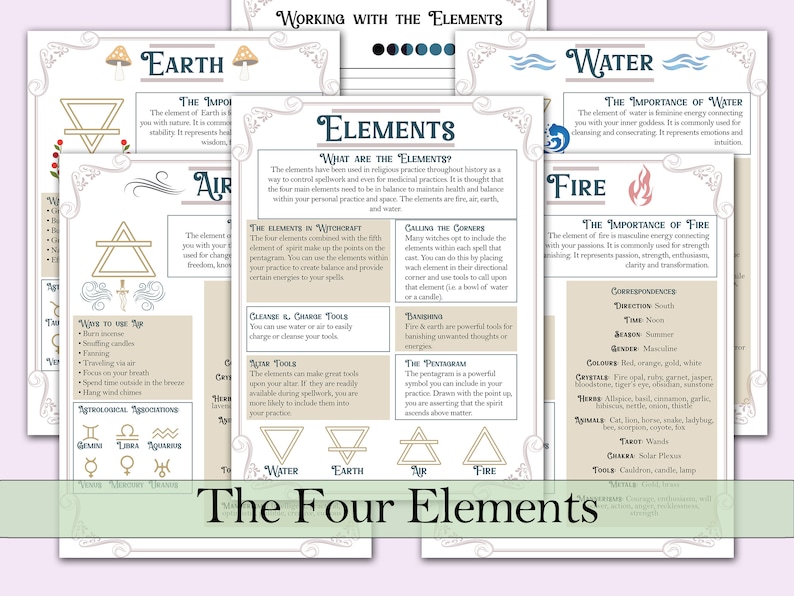 Elemental Magick Guide & Worksheet | Printable Pages - Etsy