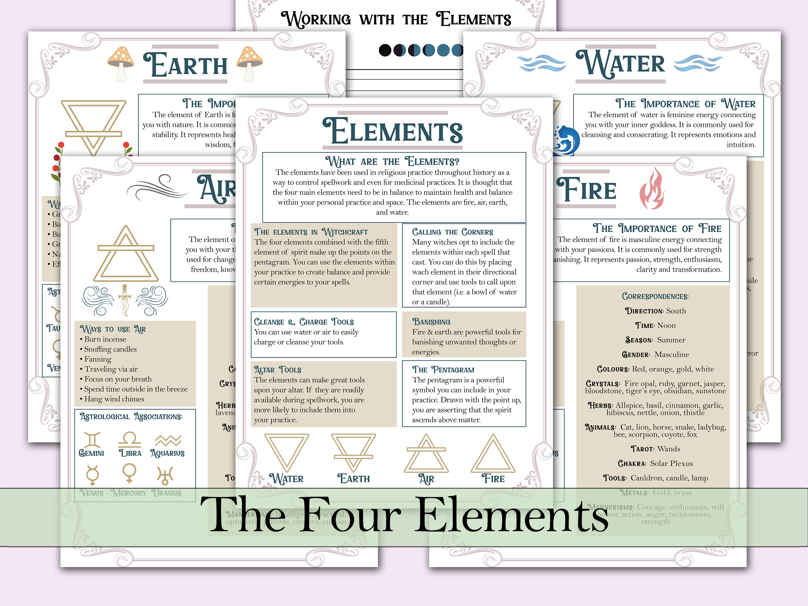 Elemental Magick Guide & Worksheet | Printable Pages - Etsy