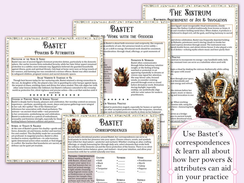 Bastet Book of Shadows Bundle | Egyptian Cat Goddess of Protection ...