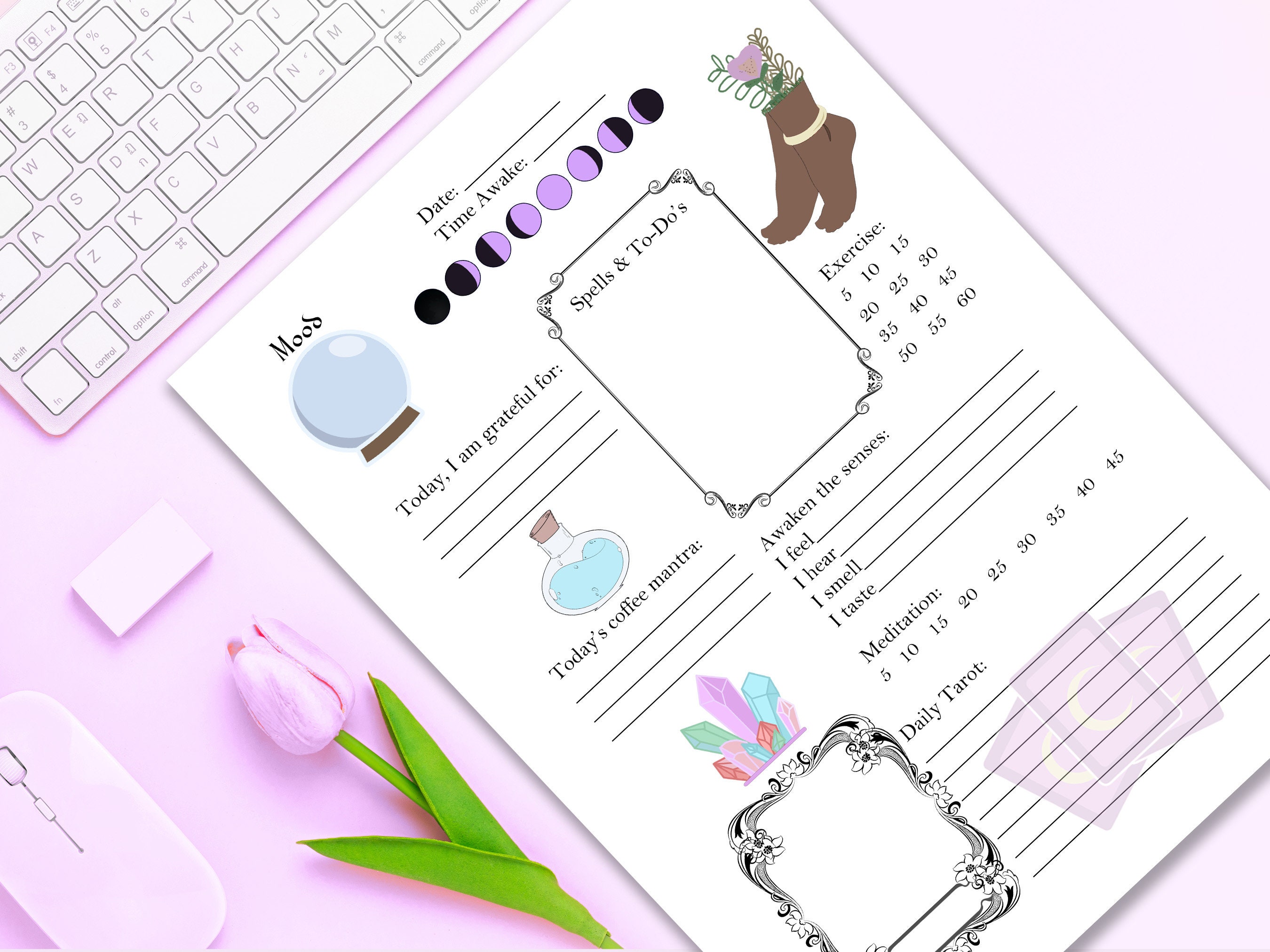 Witchy Morning Routine Journal Daily Tarot Meditation - Etsy