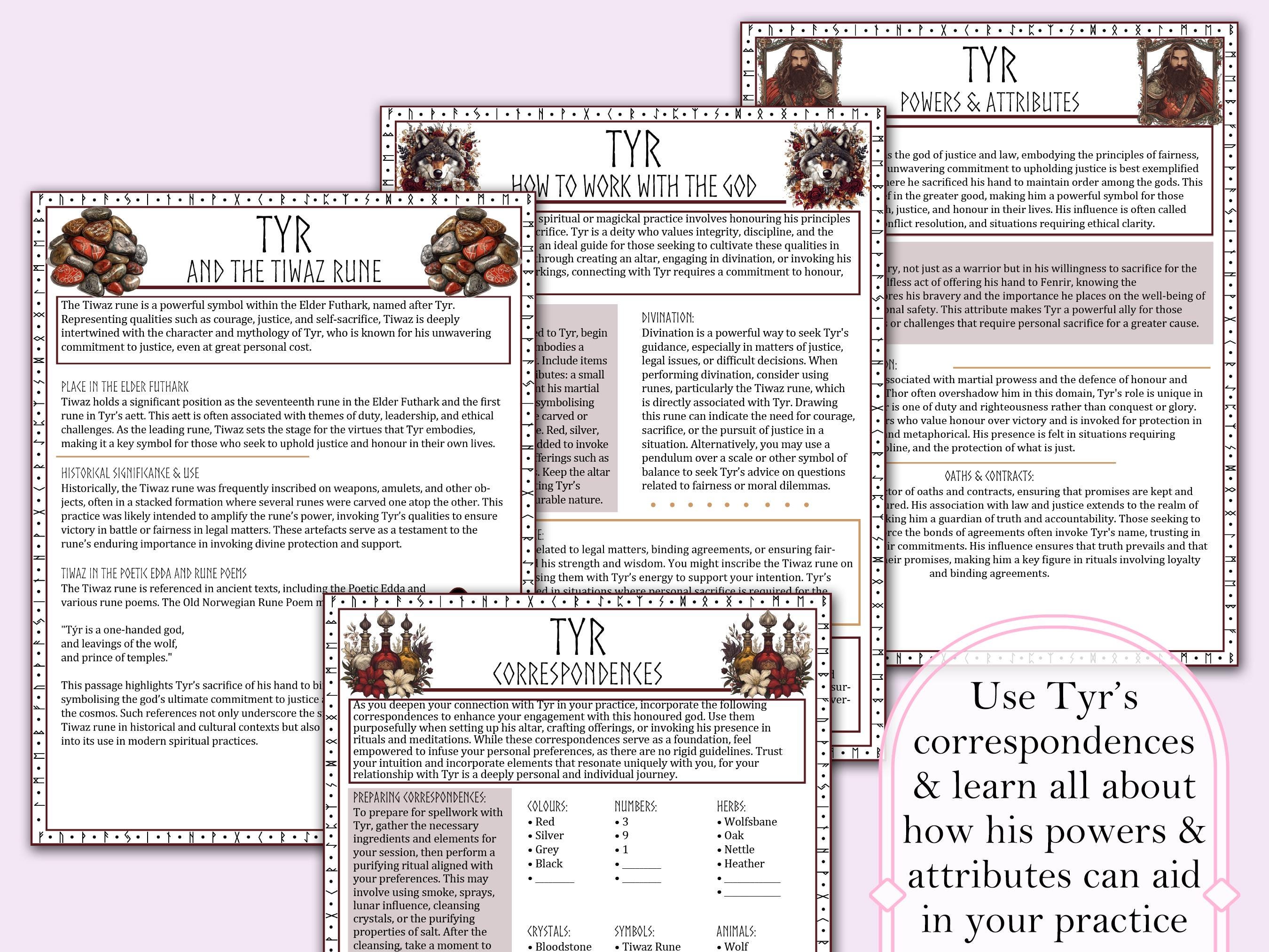 Tyr Book of Shadows Bundle | Norse God of War, Law, & Justice | Spells ...