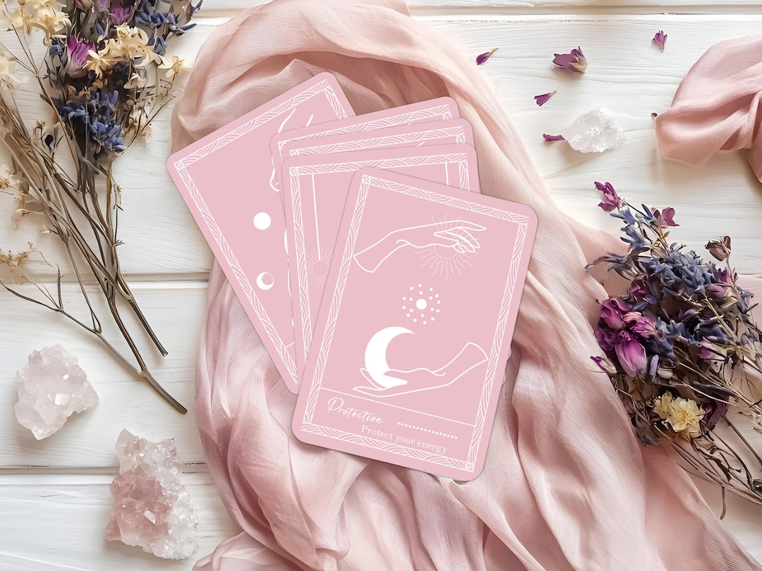 Pink Minimalist Oracle Card Deck With Guidebook & Box Full Colour ...